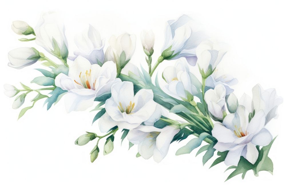 White freesia flowers border plant | Premium Photo Illustration - rawpixel
