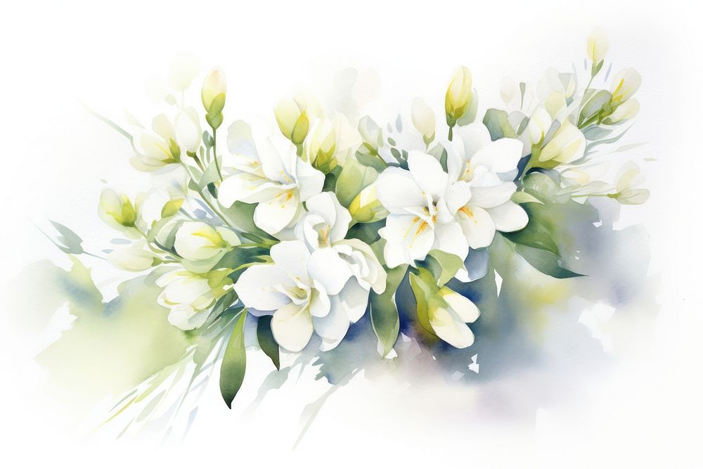 White freesia flowers border blossom | Premium Photo Illustration ...
