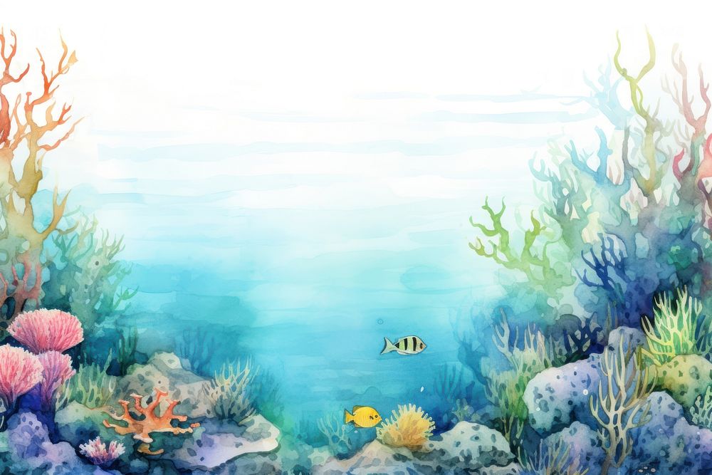 Underwater border painting outdoors nature. | Free Photo Illustration ...