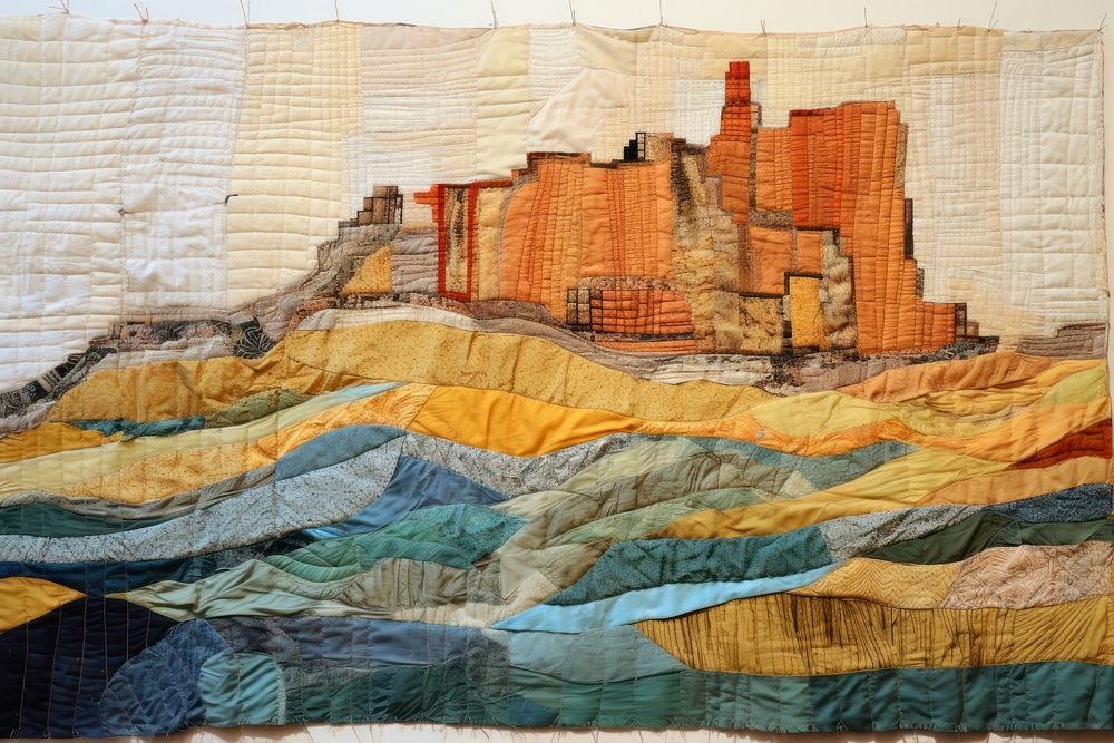 Castle desert quilt patchwork quilting. | Premium Photo Illustration - rawpixel