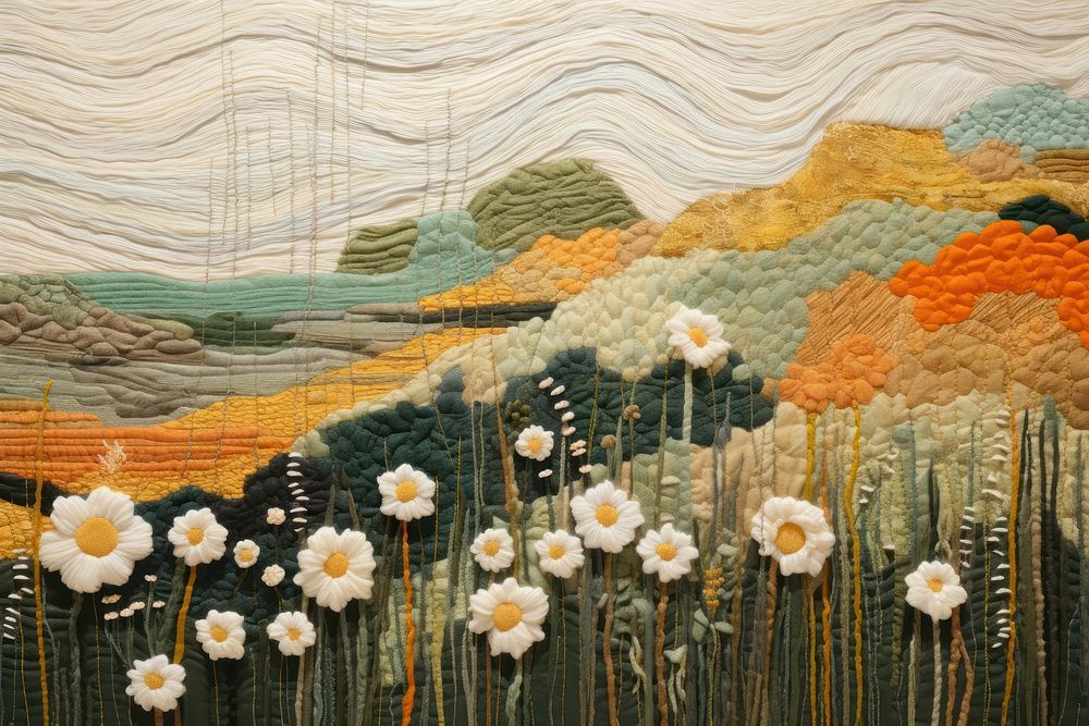 Daisy stepped valley landscape pattern | Free Photo Illustration - rawpixel