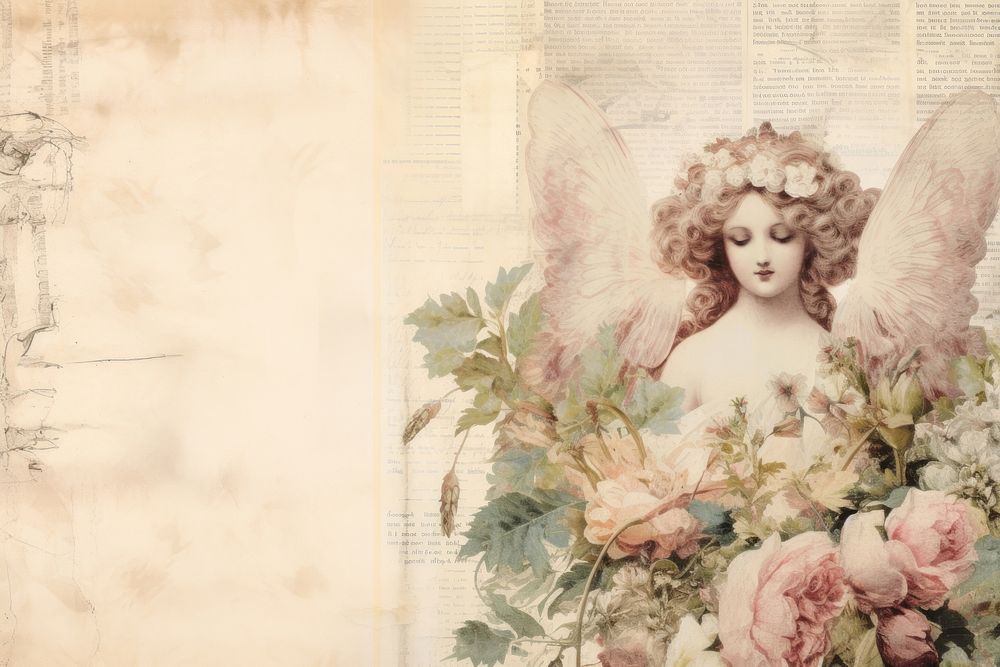 Cherub painting flower angel. | Premium Photo Illustration - rawpixel