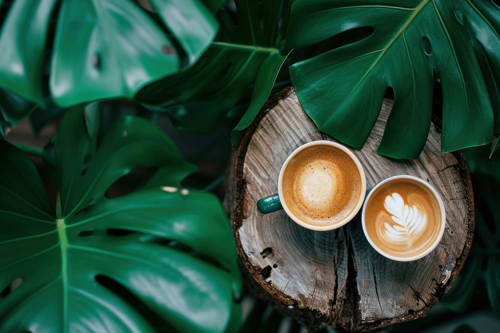 Hot coffee cups tree stump | Free Photo - rawpixel