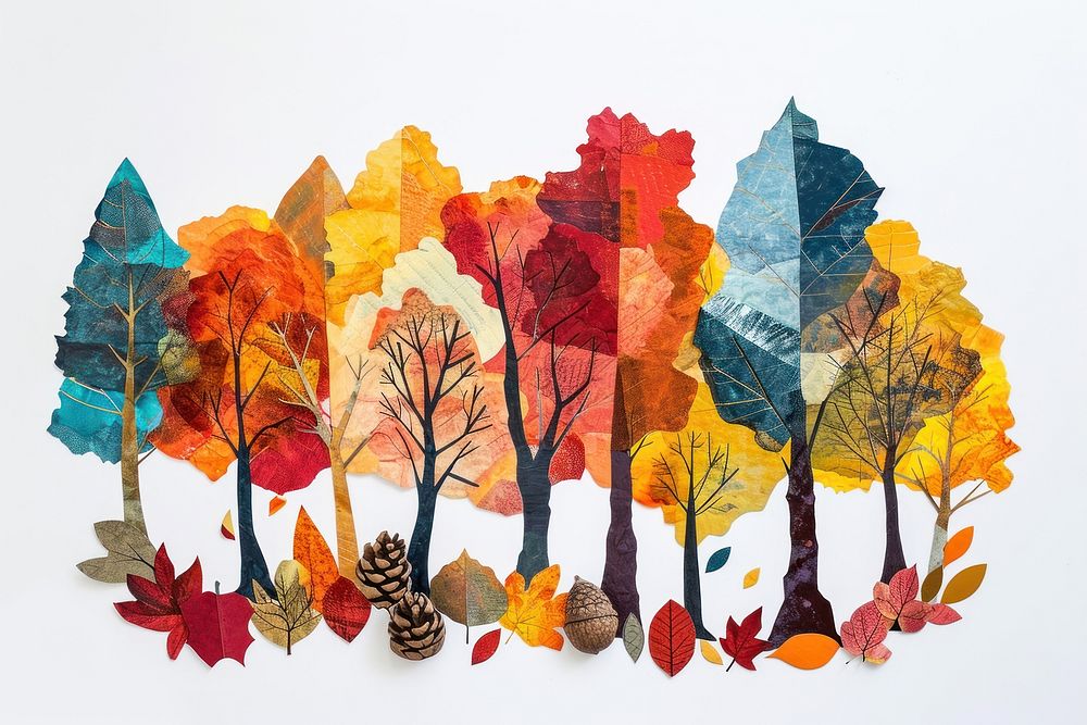 group autumn trees art painting | Free Photo Illustration - rawpixel