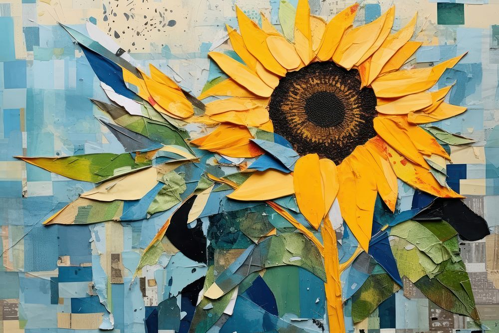 Sunflower art painting collage. | Free Photo Illustration - rawpixel