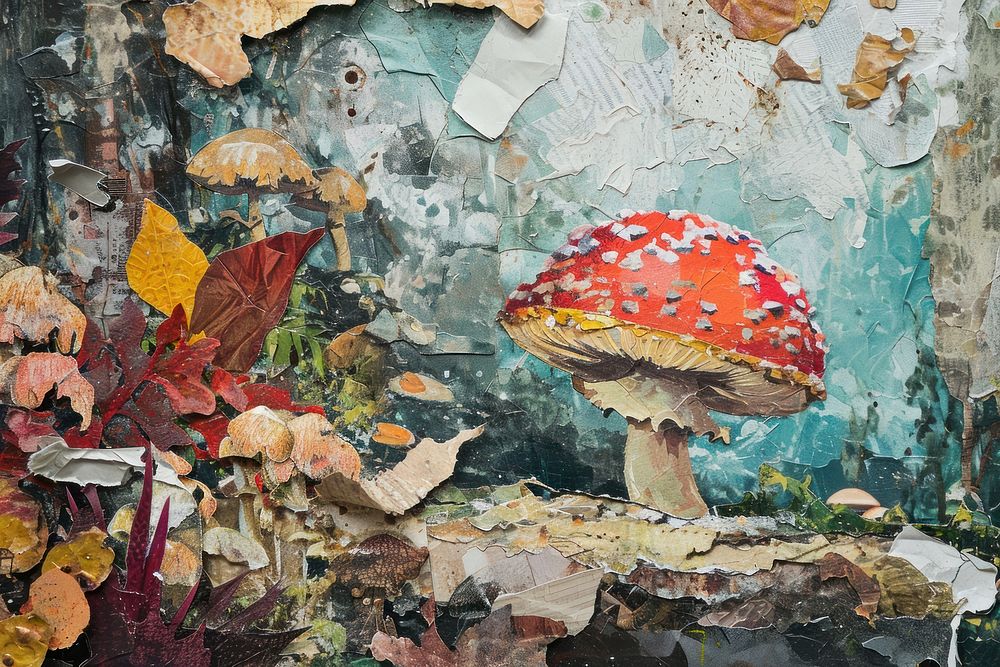 Mushrooms forest art painting fungus. | Premium Photo Illustration ...