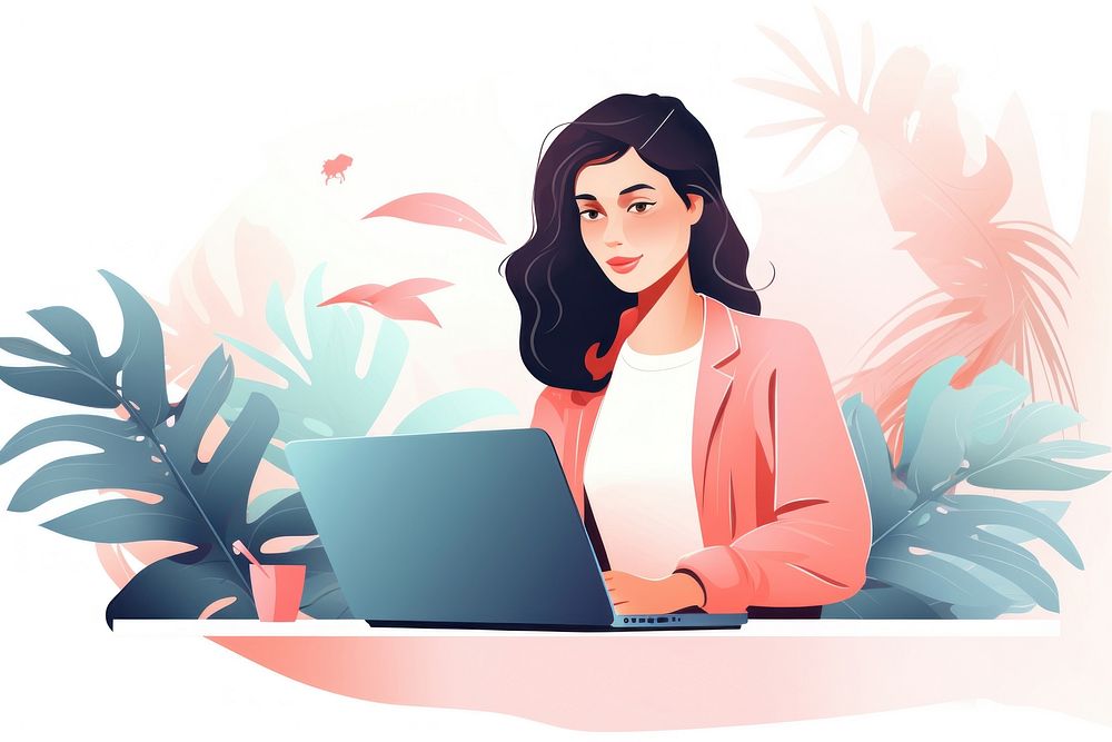 Woman using laptop computer typing | Free Photo Illustration - rawpixel