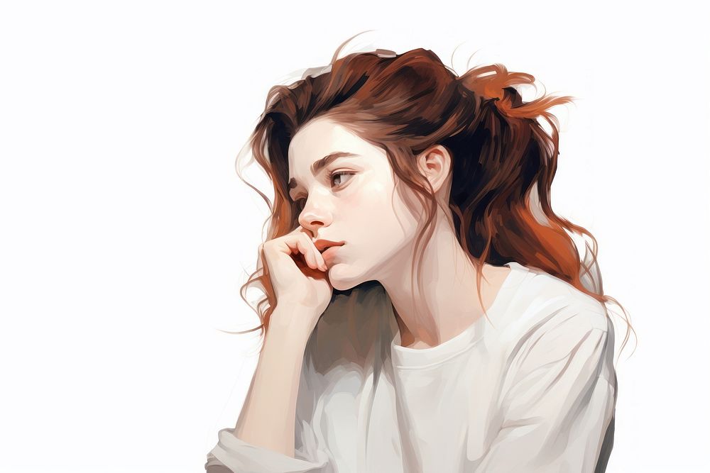 Women Person thinking portrait person | Premium Photo Illustration ...