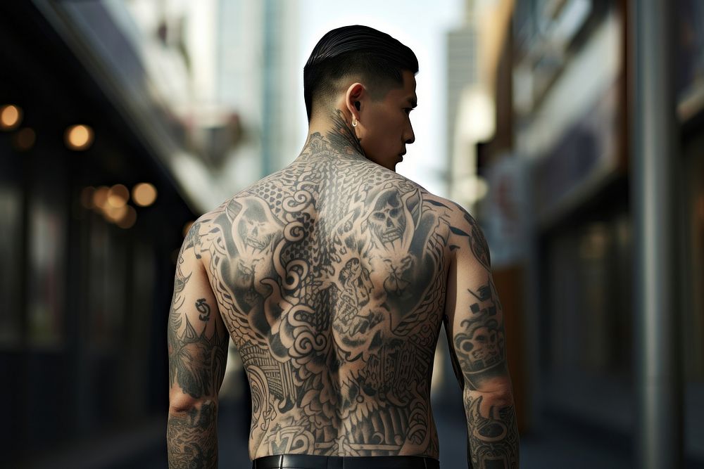 Korean mafia male tattoo back | Premium Photo - rawpixel