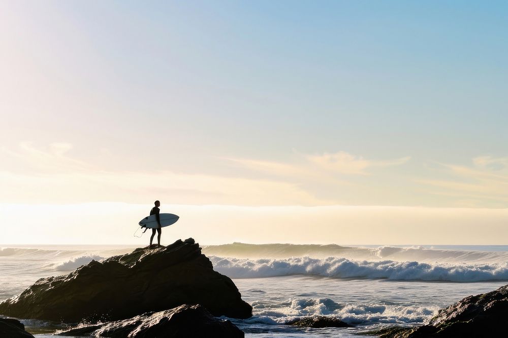 Surfer rock looking ocean outdoors | Premium Photo - rawpixel