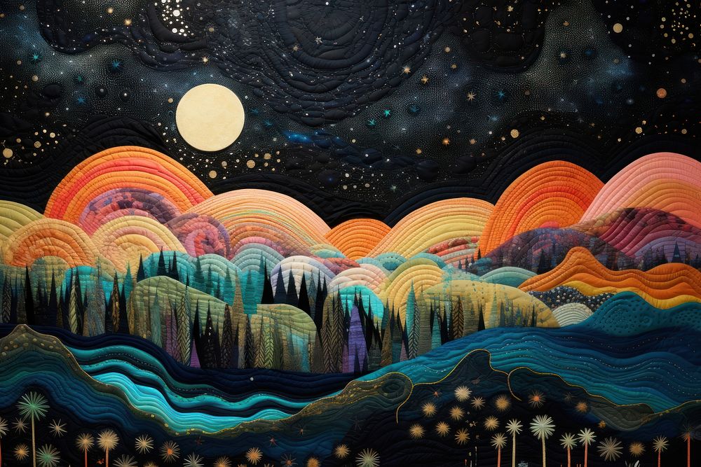 Galaxy astronomy landscape painting. | Premium Photo Illustration ...