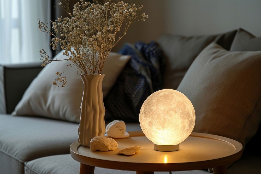Moon lamp table furniture illuminated. | Premium Photo - rawpixel