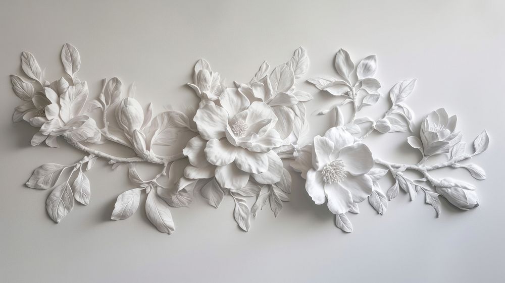 Bas-relief magnolia garland sculpture texture | Premium Photo - rawpixel