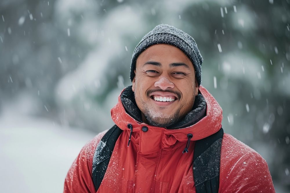 Samoan man outdoors snow travel. | Premium Photo - rawpixel