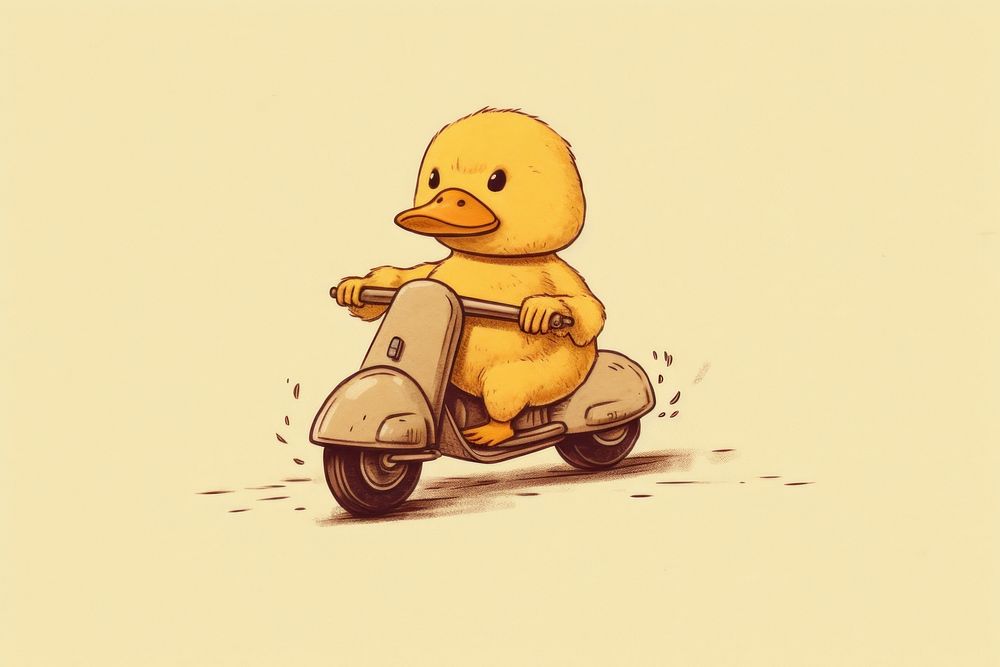 Duck motorcycle drawing vehicle scooter. | Free Photo Illustration ...