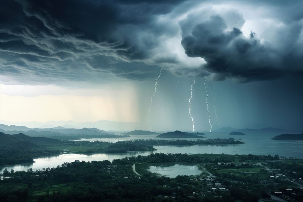 Raining storm weather thunderstorm lightning | Free Photo - rawpixel