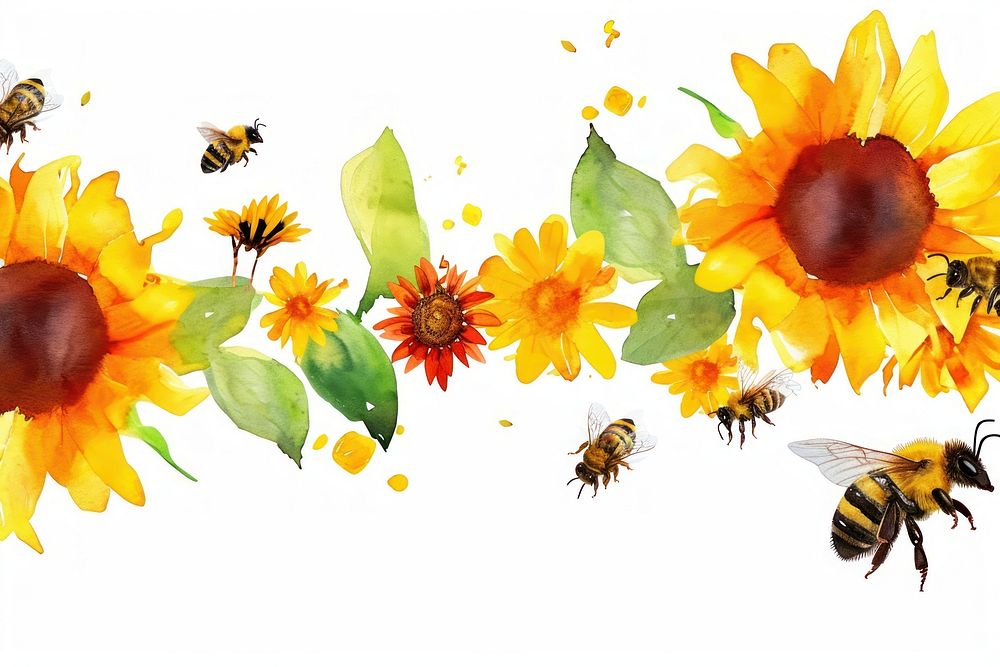 Sunflower bee nature insect. | Premium Photo Illustration - rawpixel