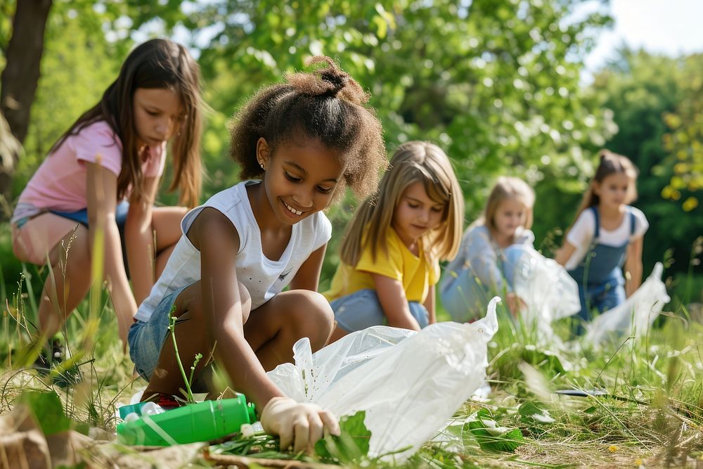 Group kids volunteer child grass | Premium Photo - rawpixel