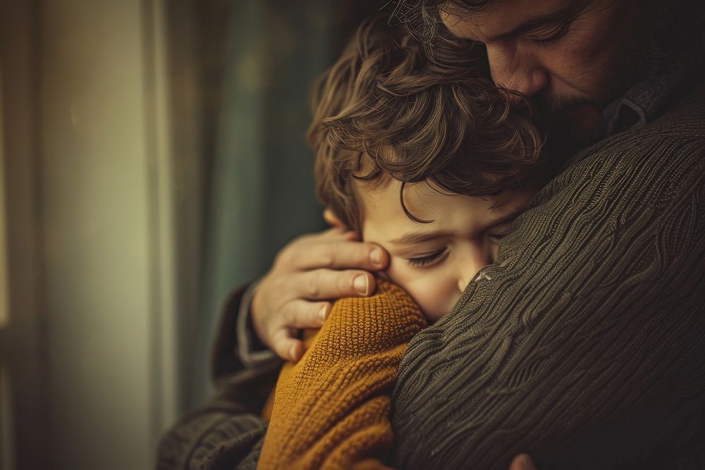 Father hugging his crying son | Premium Photo - rawpixel