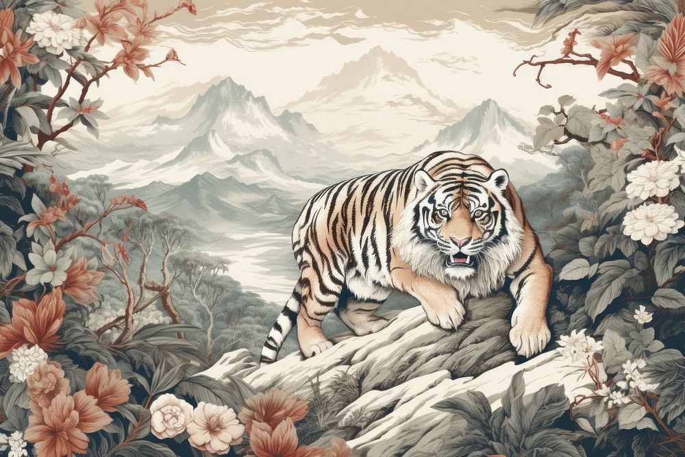 Toile tiger border wildlife animal | Premium Photo Illustration - rawpixel
