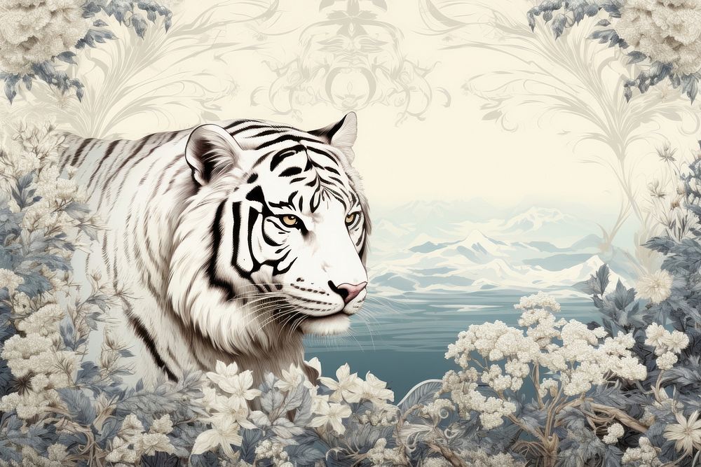 Toile white tiger border wildlife | Free Photo Illustration - rawpixel