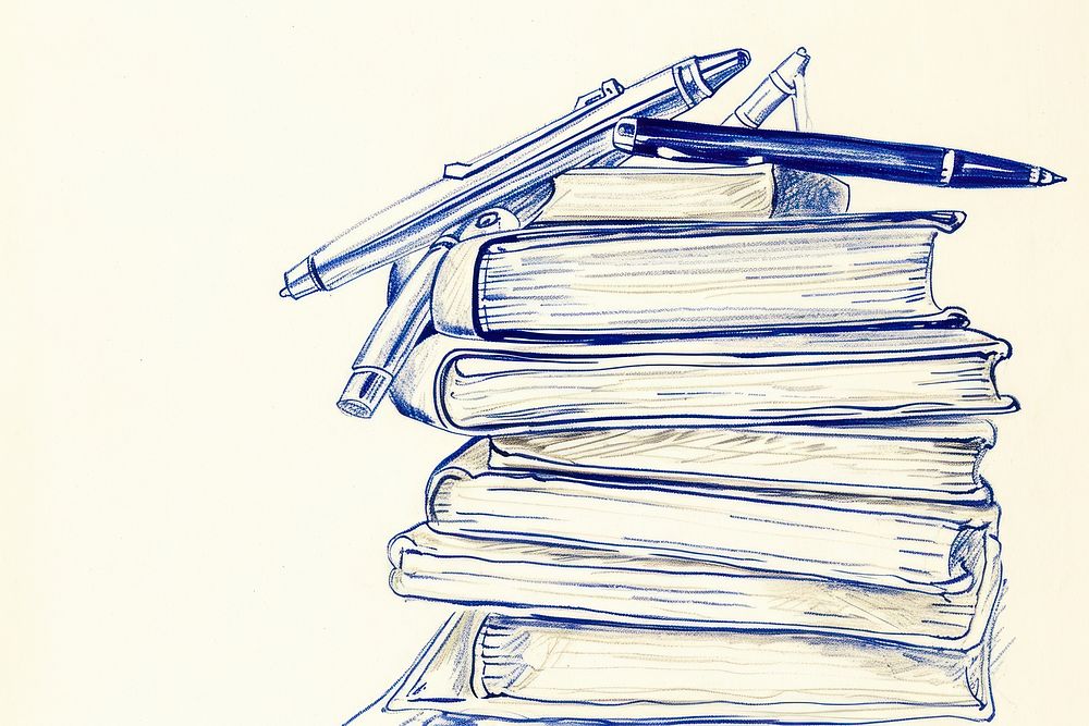 Drawing stack book sketch pen | Free Photo Illustration - rawpixel
