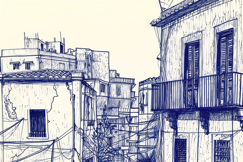 Vintage drawing city sketch architecture | Premium Photo Illustration ...