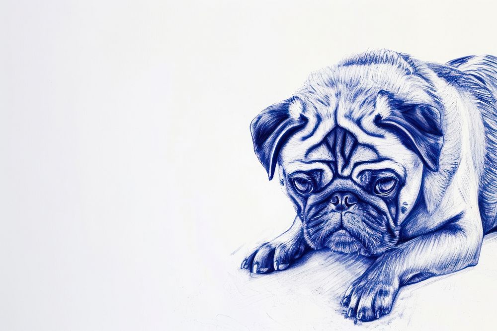 Drawing pug dog sketch animal | Free Photo Illustration - rawpixel