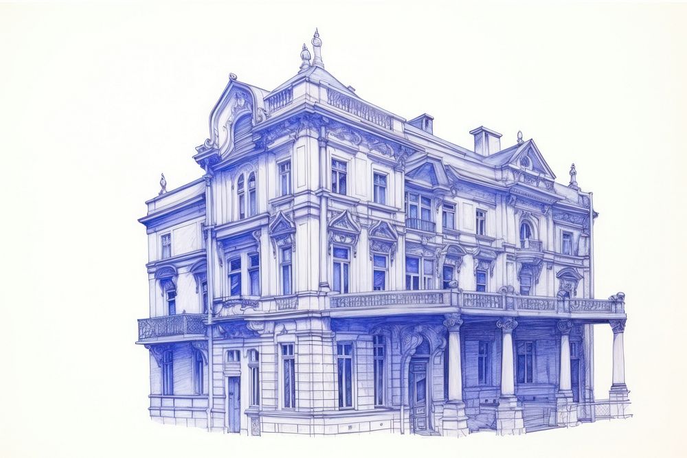 Drawing building sketch architecture city. | Free Photo Illustration ...