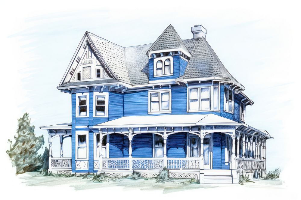 Drawing luxury house architecture building | Premium Photo Illustration ...