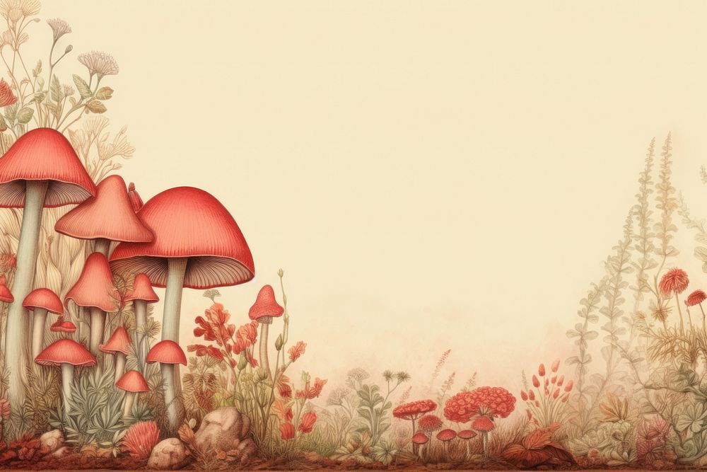 Realistic vintage drawing mushroom border | Free Photo Illustration ...