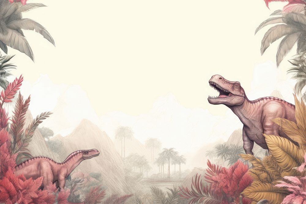 Realistic vintage drawing dinosaur border | Free Photo Illustration ...