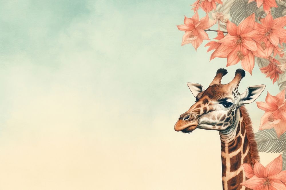Realistic vintage drawing Giraffe border | Free Photo Illustration ...