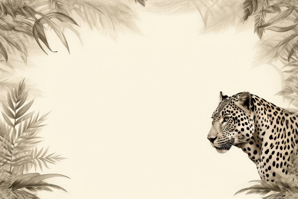 Realistic vintage drawing leopard border | Premium Photo Illustration ...