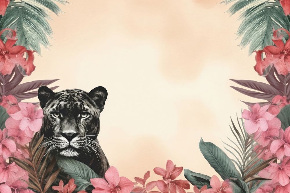 Realistic vintage drawing Panther border | Free Photo Illustration ...