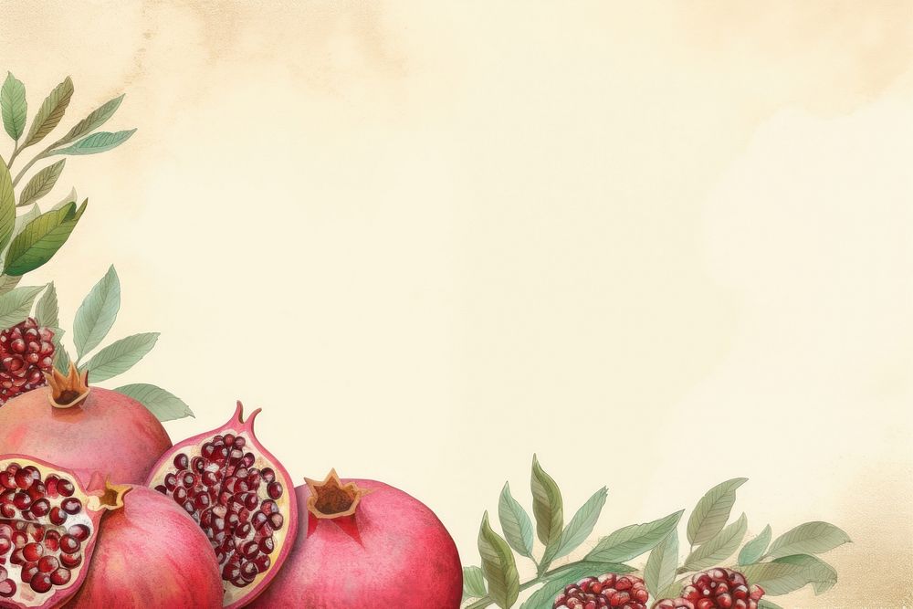 Realistic vintage drawing pomegranate border | Free Photo Illustration ...