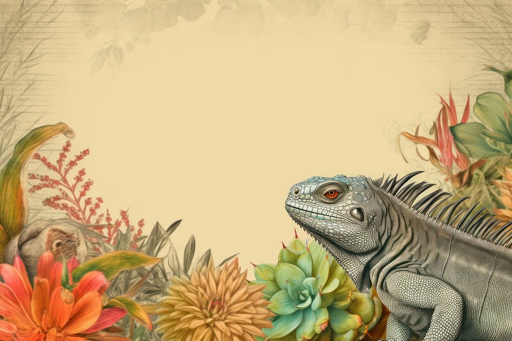 Realistic vintage drawing reptile border | Free Photo Illustration ...