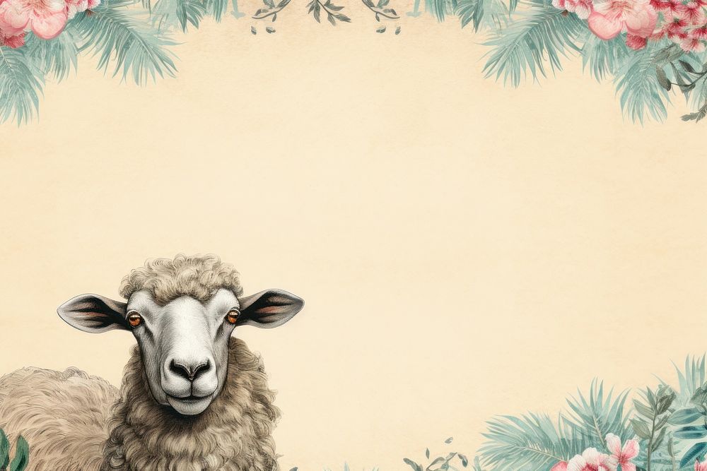 Realistic vintage drawing sheep border | Premium Photo Illustration ...