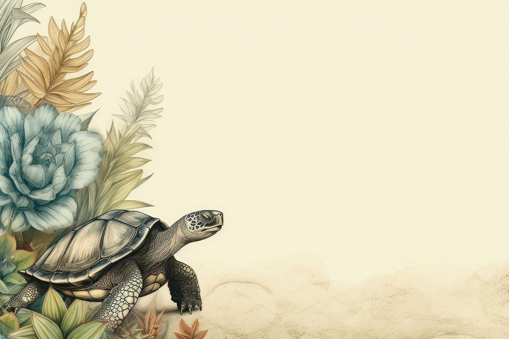 Realistic vintage drawing turtle border | Free Photo Illustration ...
