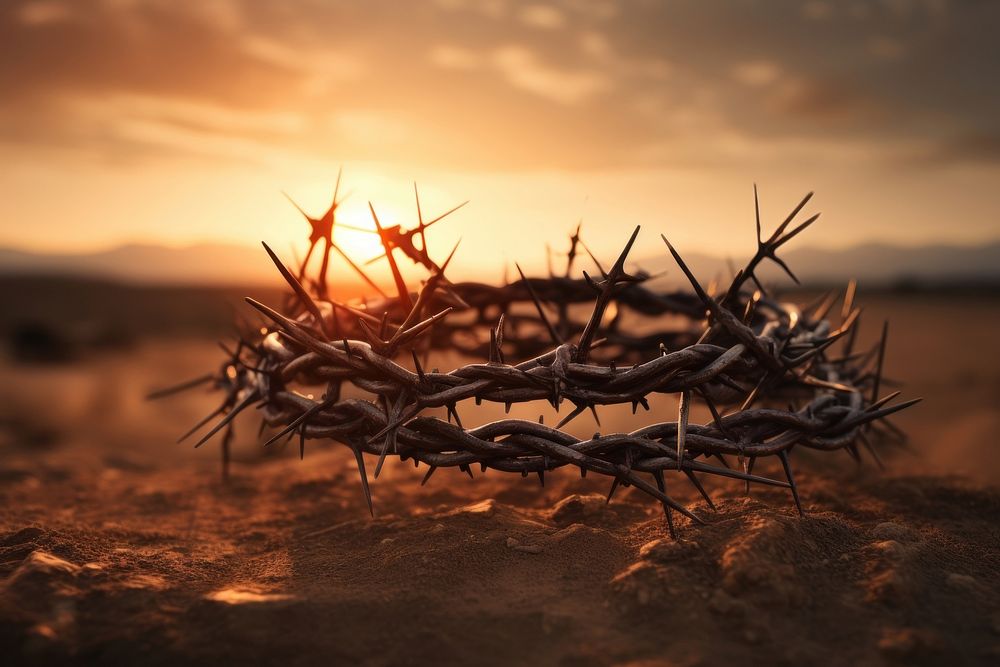 Cross crown thorns ground outdoors | Free Photo - rawpixel