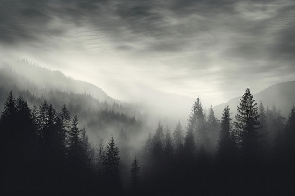 Forest fog landscape outdoors woodland. | Free Photo - rawpixel