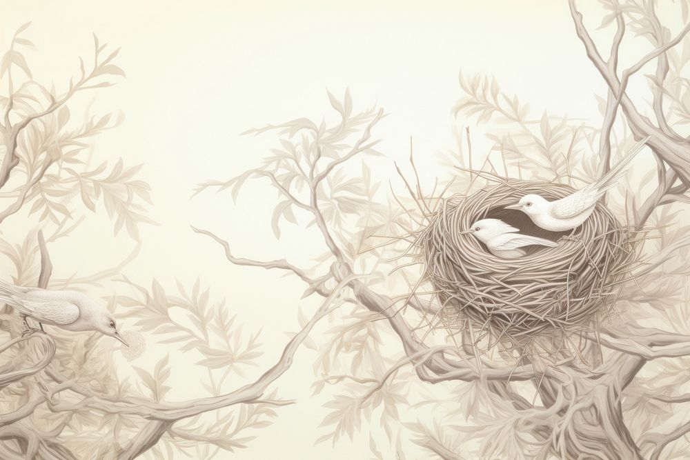 Bird nest drawing sketch illustrated. | Premium Photo Illustration ...