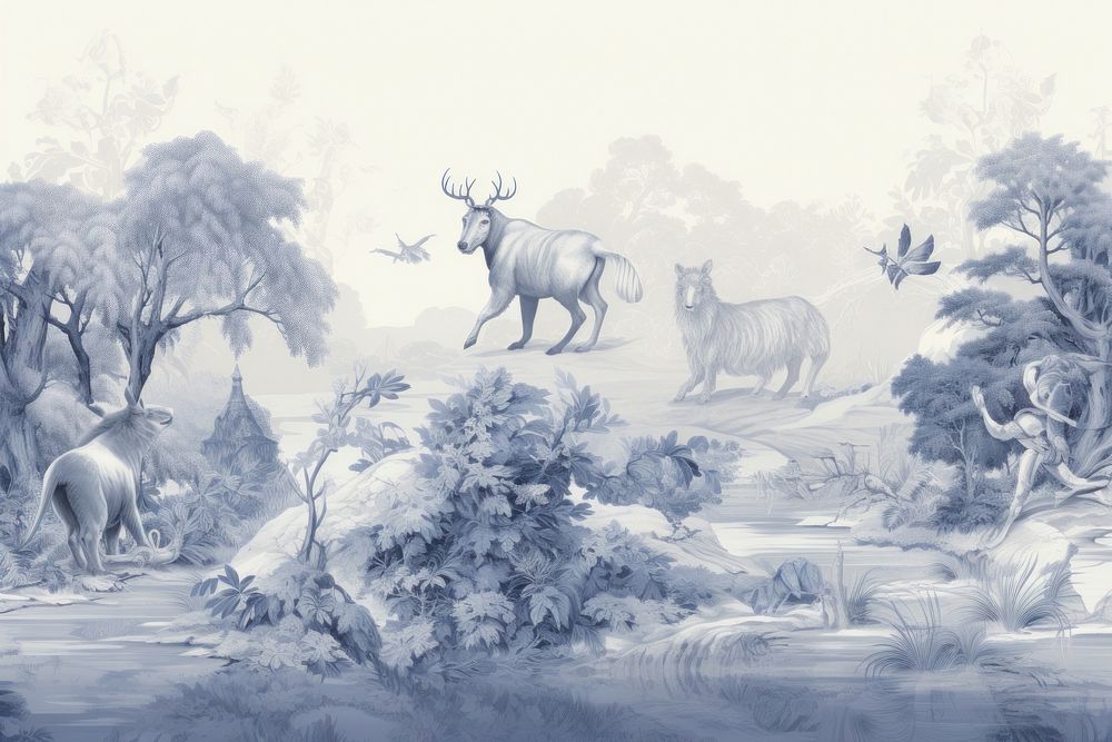 Wildlife landscape drawing animal. | Free Photo Illustration - rawpixel