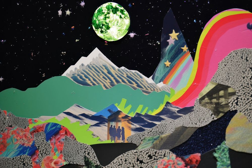 Minimal night sky collage art | Free Photo Illustration - rawpixel