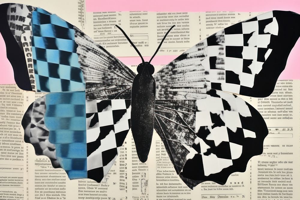 Minimal butterfly collage art invertebrate. | Premium Photo ...