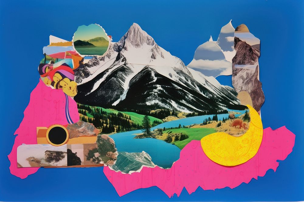 Mountain and lake collage art | Free Photo Illustration - rawpixel