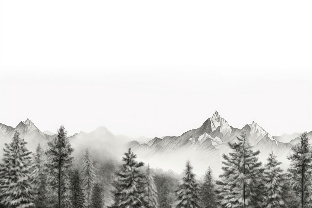 Border graphic forest and mountain | Free Photo Illustration - rawpixel