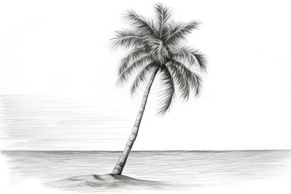 Palm tree beach drawing sketch | Free Photo Illustration - rawpixel