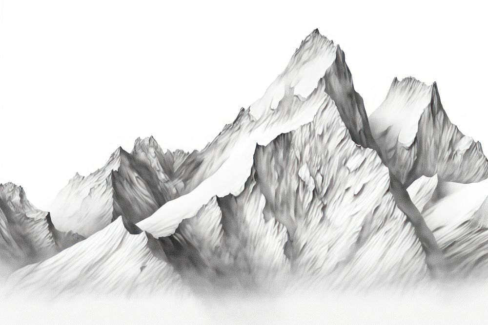 Snow mountain landscape drawing sketch | Free Photo Illustration - rawpixel
