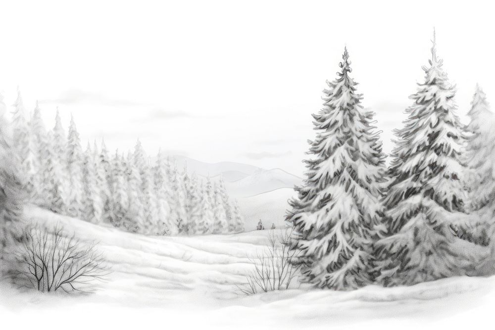 Winter drawing sketch outdoors. AI | Free Photo Illustration - rawpixel